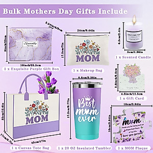 HULASO Mothers Day Gifts for Mom from Daughter, Fun Birthday Gifts for Mom Women with 20 Oz Tumbler Mothers Day Cards Canvas Tote Bag Scented Candle Makeup Bag Cute Acrylic Plaque Sign