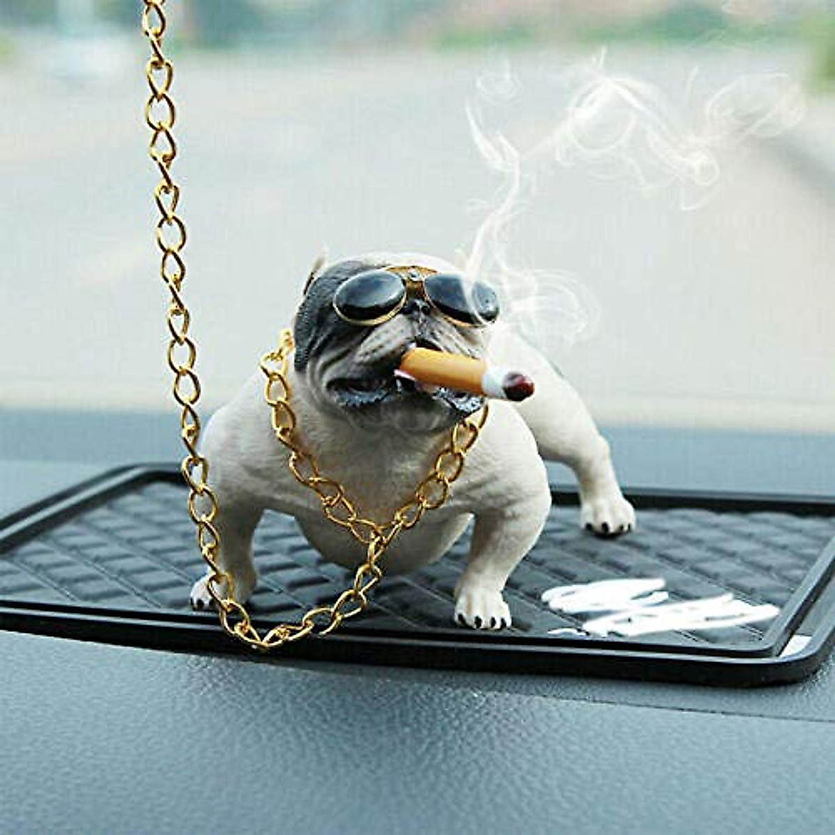 Jiuke, Bully Pitbull Dog Car Interior Decoration Dashboard Ornament Fashion Funny Cute Home Decoration Auto Accessories No Base-Black