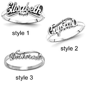 LONAGO Personalized Name Ring Customized Nameplate Ring for Women Mem