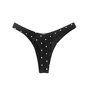 RELLECIGA Women's Black Polka Dot High Cut Thong Bikini Bottom Size Small