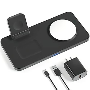 Wireless Charging Pad, GEEKERA 3 in 1 Magnetic Wireless Charger, Mag Safe Charging Station for iPhone 14/13/12 Pro Max/Pro/Mini, Apple Watch Ultra/SE/8/7/6/5/4/3/2, AirPods Pro/3