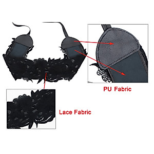 Lovful Womens Faux Leather Lace Wrap Around Obi Belt Waist Boho Band Wide Belts,Black