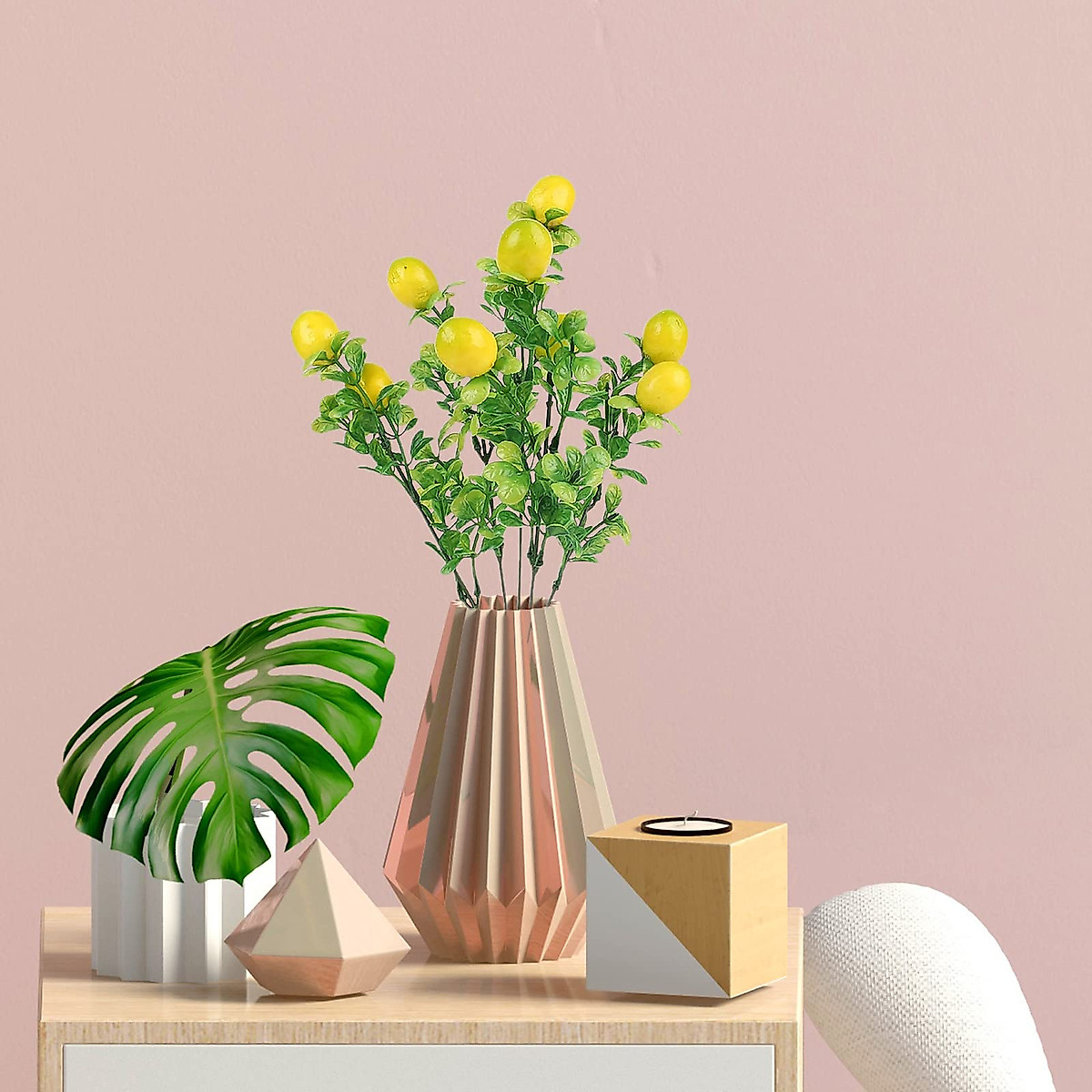 YQYAZL 6 Pack Artificial Lemon Branches, Yellow Fake Tree Plants Branch Fruit with Green Leaves for Vase Home Party Garden Decor, 211029XU01-lj6-10587-1849271821, Yellow+Green, 36cm/14.2inch1