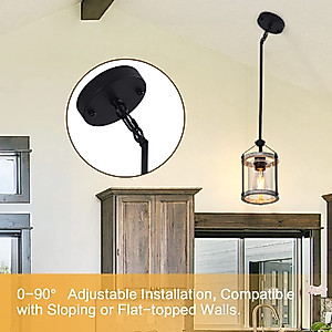 Farmhouse Glass Pendant Light Fixtures,Pendant Lights Kitchen Island,Adjustable Rustic Farmhouse Pendant Light for Foyer, Sink, Kitchen Island, Porch (1 Light)