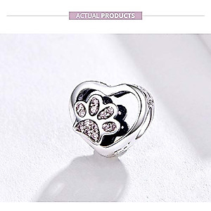Love Heart Dog Paw Charm for Charms Bracelet Necklace Christmas Gifts for Women Fashion Jewelry