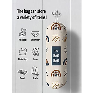 XIKAINUO Funny Rainbow Pattern Kitchen Grocery Bag Storage Holder, Washable Canvas Grocery Shopping Bags, Hanging Trash Bag Dispensers, Home Kitchen Bathroom Farmhouse Decor for Women Mom Grandma Gift