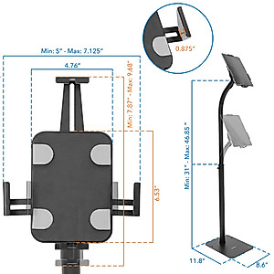 Mount-It! Universal Tablet Kiosk Stand, Anti-Theft Tablet Floor Stand with Lock for Business and Retail Use | Universal Fit for 7.9" to 11" iPad and Samsung Tablets, Height Adjustable, Black