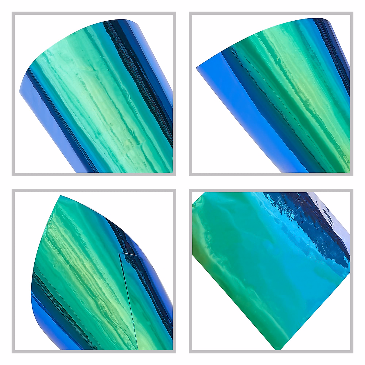 AuMoHall Holographic Laser Green to Blue Chrome Car Vinyl Wrap Glossy Chameleon Vehicle Vinyl Film Car Motorcycle Color Changing Film, 7.87'' x 11.81''