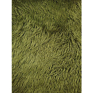 Faux Fur Long Pile Curly Fabric Alpaca Sold by The Yard (Loden Green)