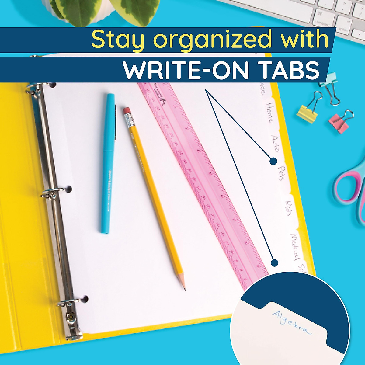 Blue Summit Supplies 3 Ring Binder Dividers with Reinforced Edge, 1/8 Cut Tabs, Letter Size, 3 Hole Punch Section Index Dividers for Binders, White, 96 Pack