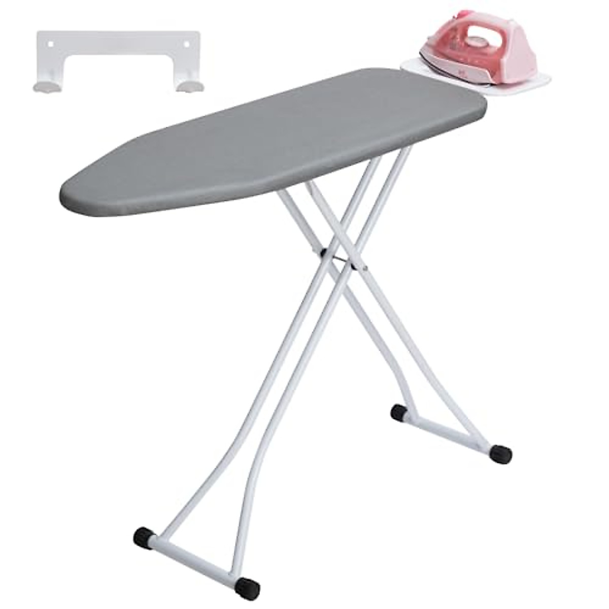 ALIMORDEN Space Saver Ironing Board 36" X 12" with Smart Hanger Adjustable Height 23.8"-30.7" Easy Storage, Padded Top Lightweight for Home Laundry Room Use Grey
