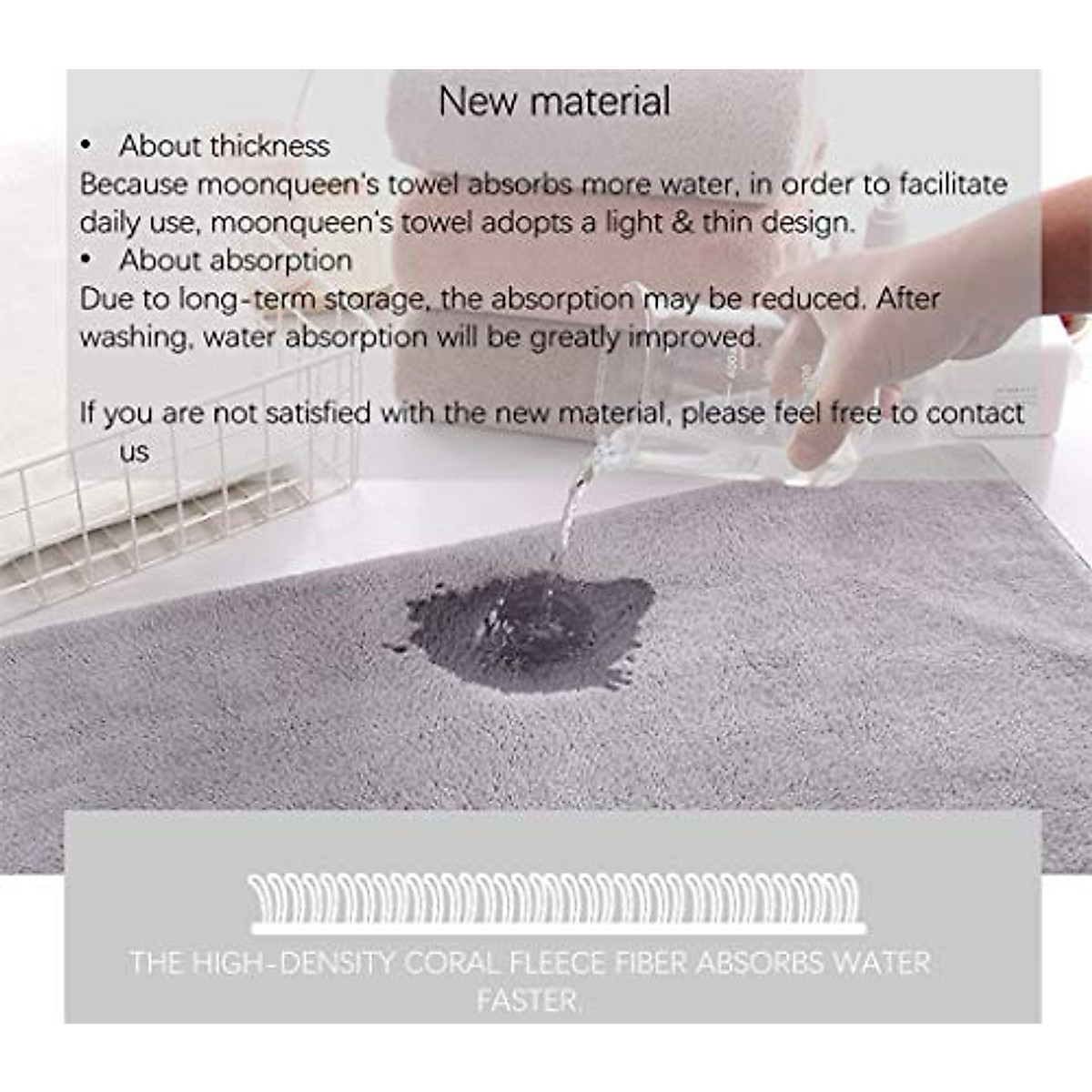 MOONQUEEN Ultra Soft Towel Set - Quick Drying - 2 Bath Towels 2 Hand Towels 2 Washcloths - Microfiber Coral Velvet Highly Absorbent Towel for Bath Fitness, Bathroom, Sports, Yoga, Travel-Grey 6 Pcs