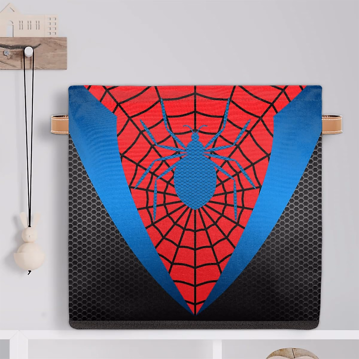 LLCXCSI Storage Cubes Red Spider Web Foldable Cube Organizer Baskets Bins 13"x 13" with Double Handles for Nursery, Kids Room, Closet Shelf Clothes Toys Storage