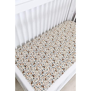 Harvest Floral Muslin Crib Sheet by Mebie Baby, Soft and Breathable Bed Sheets for Babies, Modern Neutral Bedding for Cribs, Standard Crib Mattress Fitted Sheet, Great for Boy or Girl Room or Nursery