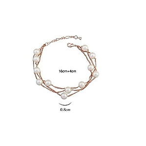 Crystalline Azuria Multi Strand Rose Gold Bracelet with Simulated White Pearls 18K Rose Gold Plated bracelet for Women