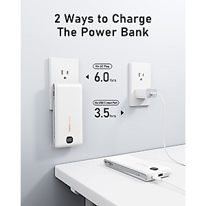 VEEKTOMX Power Bank with Built in Cables 22.5W 10000mAh, Portable Charger for iPhone with AC Wall Plug, Fast Charging USB C Slim iPhone Charger with LED Display Compatible with iPhone15/14/13, Samsung