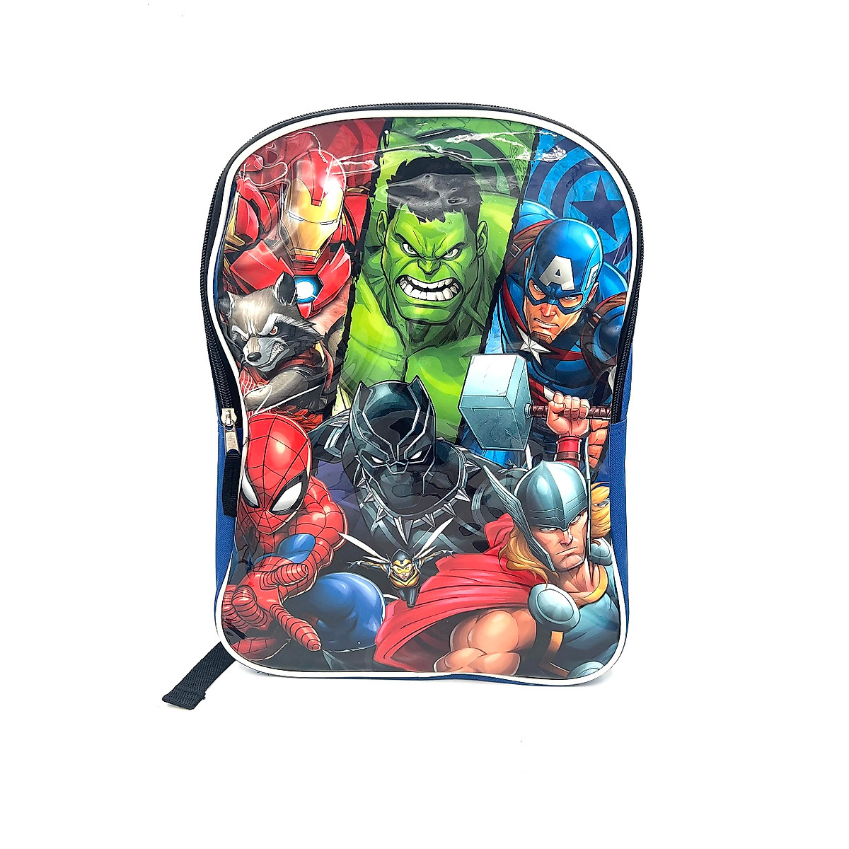Disney Marvel Avengers 15" Backpack Bundle with 24pk Crayola Crayons and 6pk Avengers Pencil - Spider-Man Iron Man Thor Captain America Hulk - Blue/Black