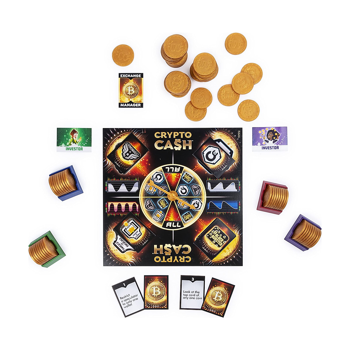 Spin Master Games Crypto Cash Game, Fast-Paced Bitcoin Betting Game for Teens and Adults Aged 14 and Up
