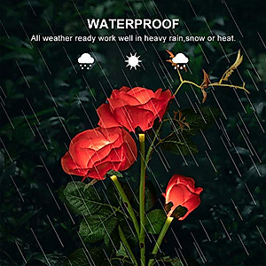 Anordsem Solar Outdoor Lights - 2 Pack Garden Decor Lights Waterproof Solar Garden Lights Red Rose Light for Garden, Patio, Yard, Flowerbed,Pathway Decor