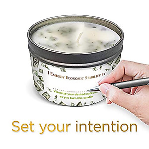 MAGNIFICENT 101 Money Aromatherapy Candle for Getting a Cash Flow Boost - Sage Cinnamon Scented Natural Soybean Wax Tin Candle for Purification and Chakra Healing