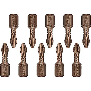 VEGA Professional Grade #2 Phillips Impact Driver Bits 1" Length P125P2A-10 (Pack of 10)