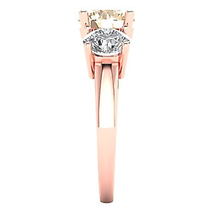 Clara Pucci 3.25 ct Round Cut Solitaire 3 stone Natural Brown Morganite Engagement Promise Anniversary Bridal Ring 18K Rose Gold 6