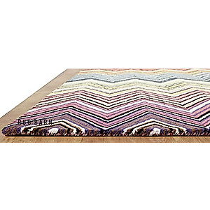 Magic Zig Zag 5' X 8' Feet Multi Color Hand Tufted Modern Style 100% Wool Area Rug/Carpet