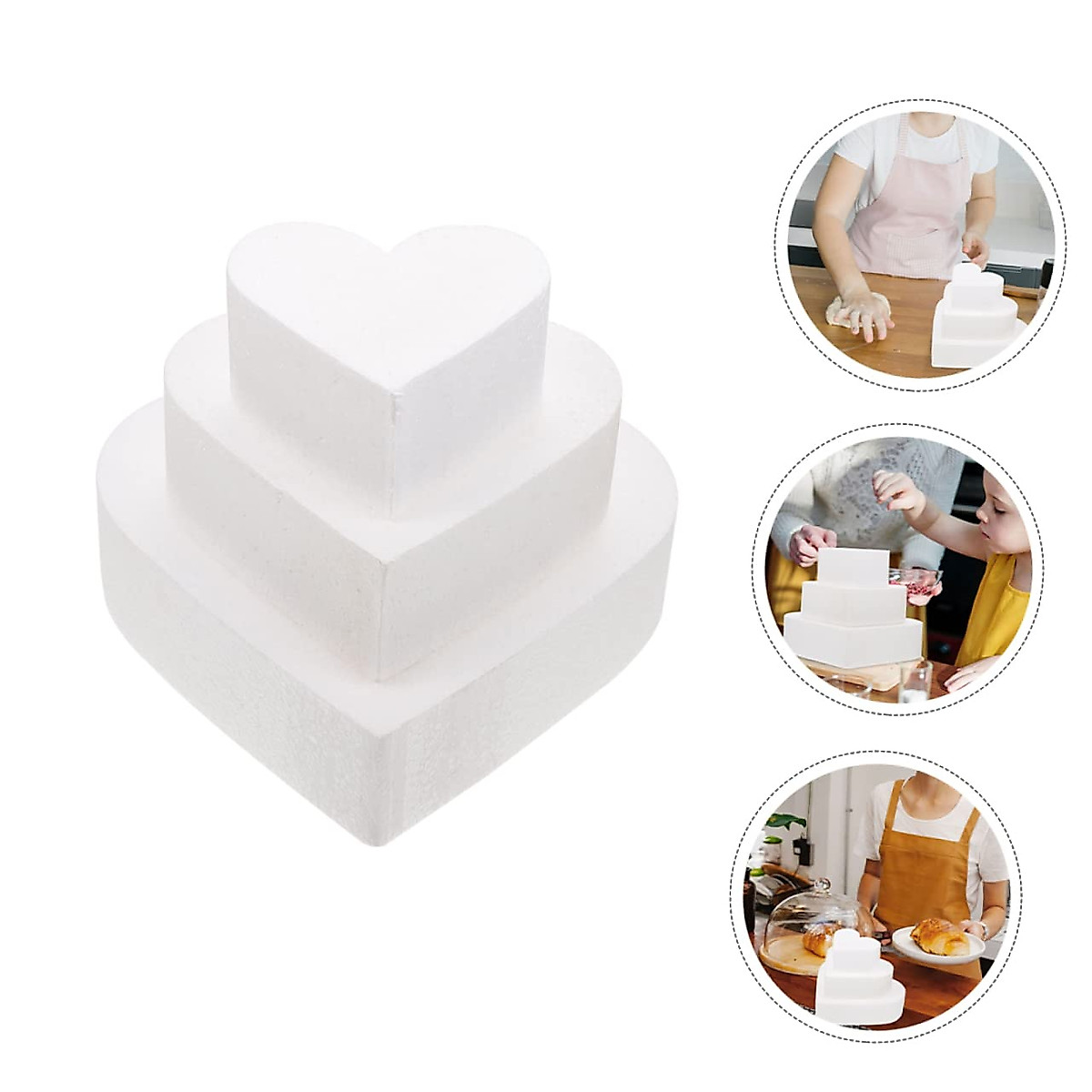 Abaodam 3pcs Bubble Cake Cupcakes Rotating Cake Stand Cake Decorating Cilindros para Fiestas Redondos Blancos Cake Shape Molds Gummy Molds Dummy Accessories to Rotate Wedding White Foam