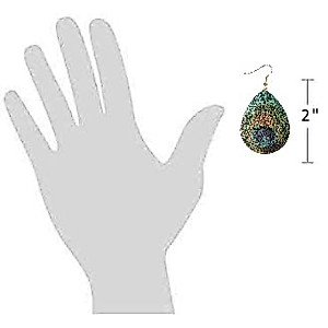 Peacock Tail Shimmer Earrings with Fish Hook Post (2)