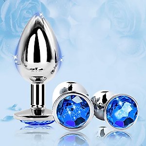 Metal Suction Cup Realistic Classic Jewelry Crystal Diamond Beginner Plug Double Headed Solid Stainless Steel in Diamonds (Blue) Suitable for Men and Women - hPKhx25-7
