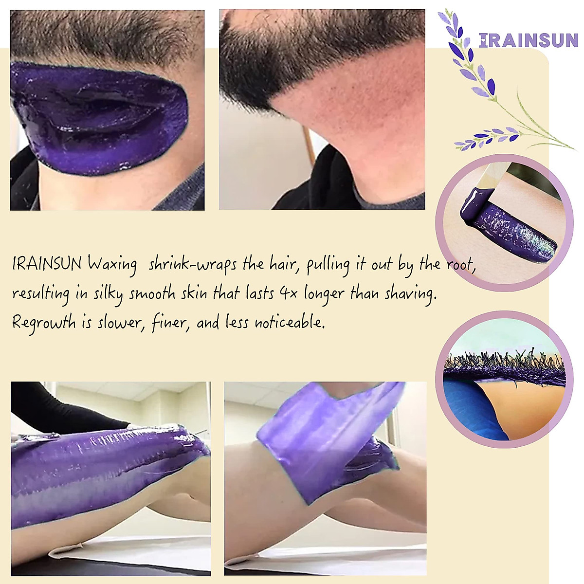 IRAINSUN Waxing Kit for Women Man, Wax Warmer for Hair Removal, Waxing Machine Easy to use Accessories Complete