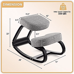 Goplus Kneeling Chair, Ergonomic Posture Chair with 4” Thick Padded Cushion, 330LBS Capacity, Ergo Kneel Support Stool for Back Neck Pain, Rocking Kneeling Desk Chair for Office Home (1)