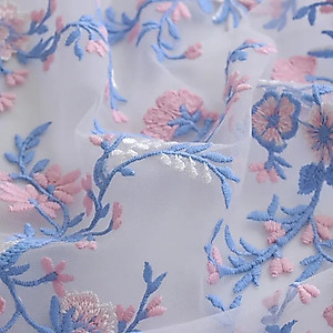 XMTXZYM 3 Meter Mesh Fabric Embroidery Lace Fabric Wedding Dress Clothing Fabric Handmade DIY Fabric