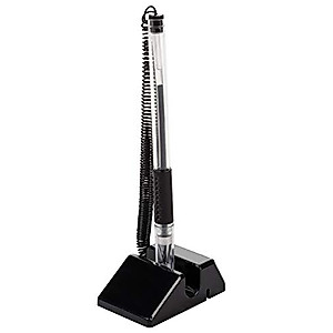 Juvale Desktop Pen - 6-Pack Counter Pens, Security Gel Ink Pens for Bank, Office, Hotel Lobbies, Retail Stores, Anti-Theft Pen with Adhesive-Backed Base, Black, 0.5mm Ballpoint