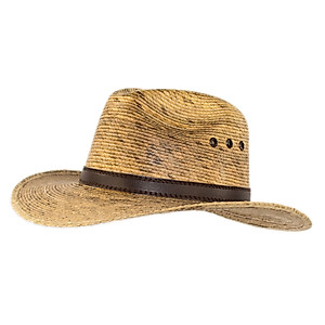 Rising Phoenix Industries Palm Leaf Straw Trilby Wide Brim Fedora Golf Sun Hat for Men or Women, UV UPF Protection Natural