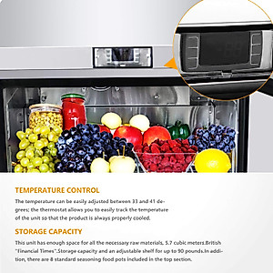 KITMA 28" Commercial Undercounter Refrigerators Undercounter Worktop Refrigerator, Single Door Under Counter fridge - 7.15 Cu. Ft, Stainless Steel