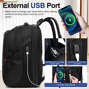 INSAVANT Laptop Backpack 17.3 Inch TSA Friendly Travel Backpacks Extra Large Durable College Travel Daypack Anti Theft with USB Charging Port Best Gift for Men Women(17.3 Inch, Black)