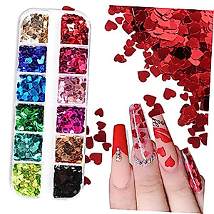 4 Boxes Nail Art Stickers Box Sets Flash Suit Nail Sequins Holiday Nail Stickers Nail Glitter Paillette Valentine Nail Glitter Shinning Nail Sequins Heart Nail Art Sequin 3D Body