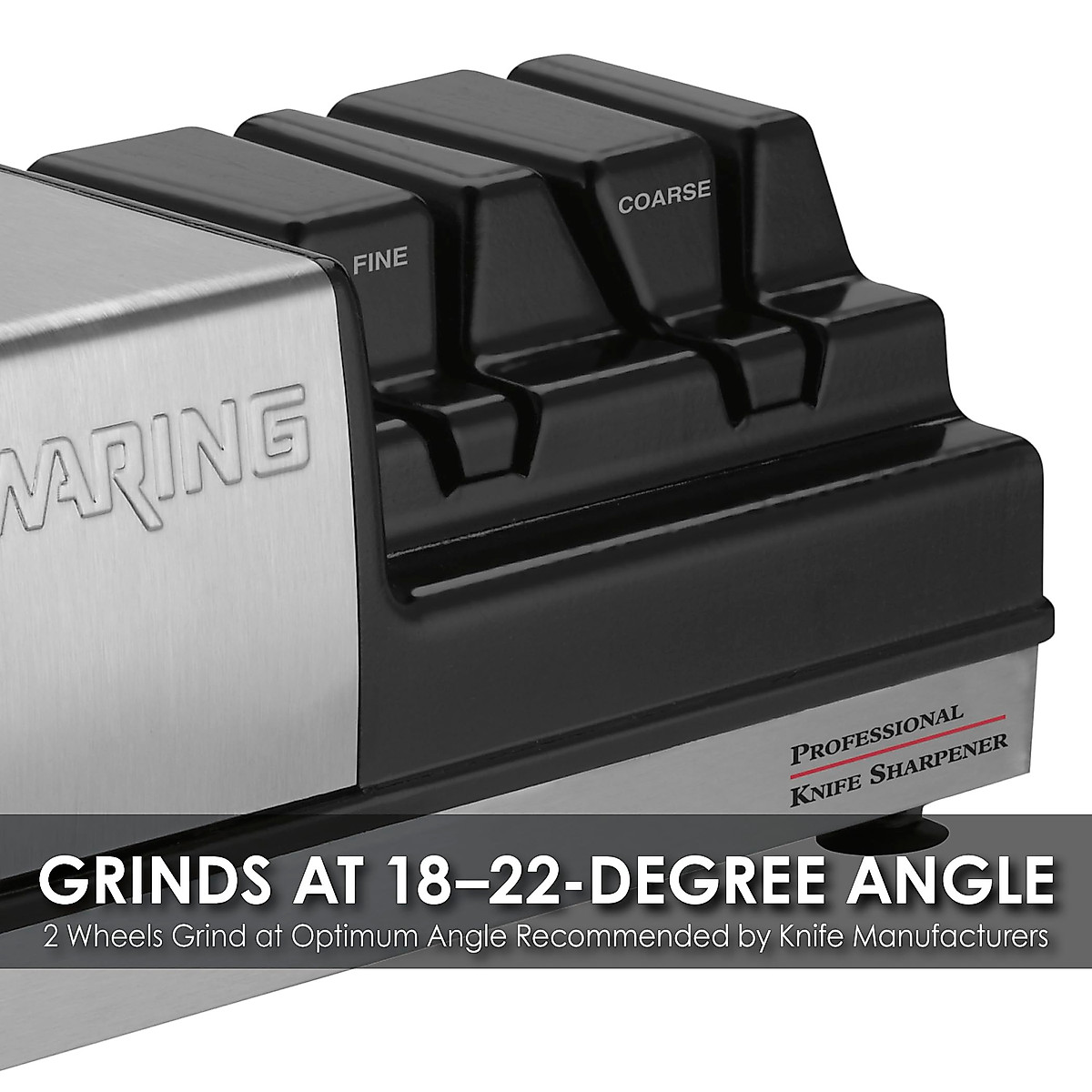 Waring Commercial WKS800 Commercial 3-Station Knife Sharpener with 2 Grinding and 1 Stropping Wheel