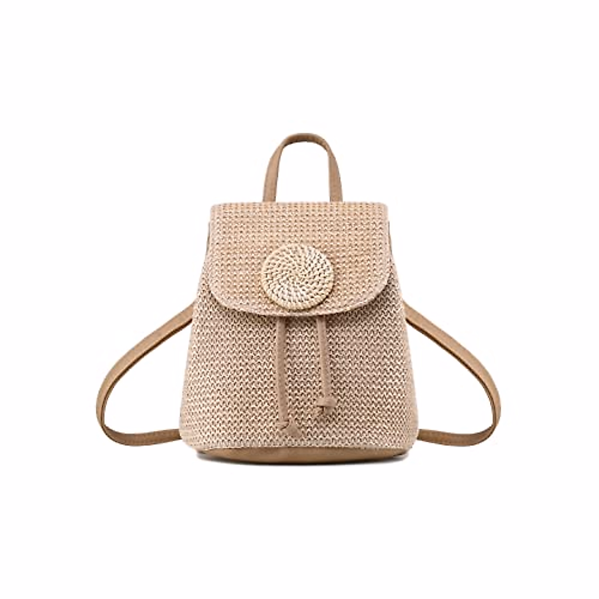 Brand: SEVEVN This is a cute and fashionable backpack woven in rattan that can also be carried by hand. (beige)