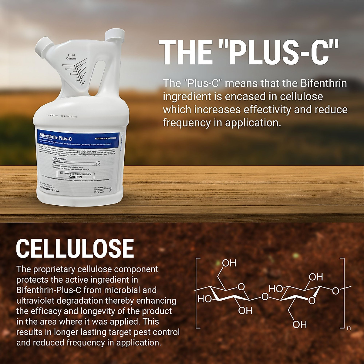 Bifenthrin-Plus-C Insecticide Termiticide (96 oz) | Roach Killer, Termite Treatment, Ant Control & Mosquito, Wasp Spray | Home Defense Pest Control | Residential, Commercial & Industrial Use