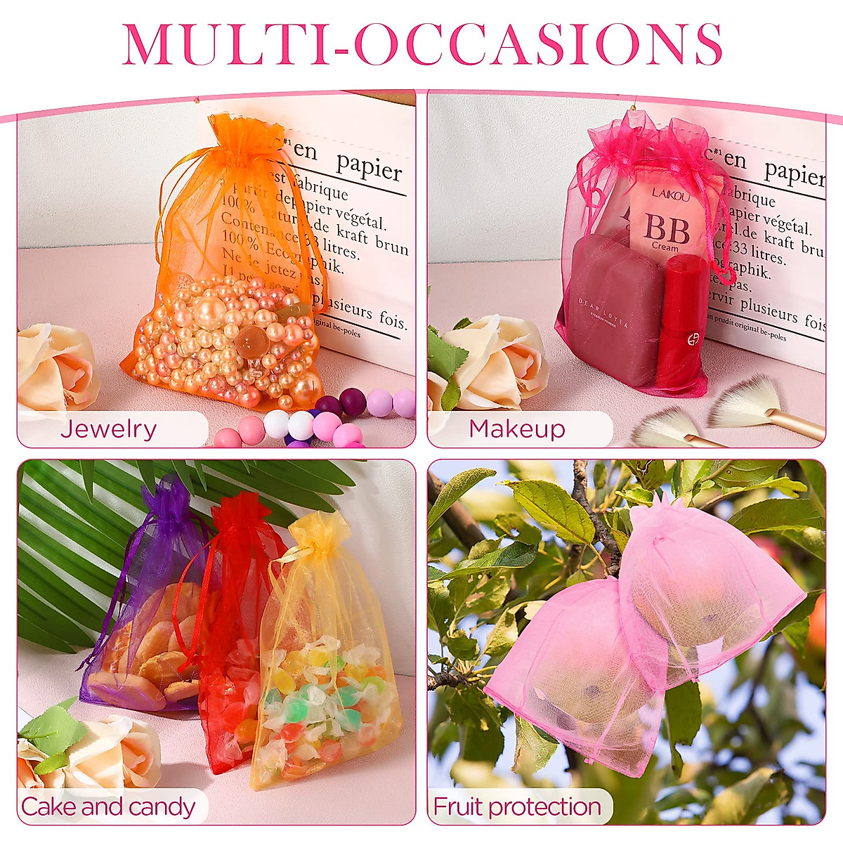 150 Pieces Organza Bags Drawstring Gift Bags 6 x 9 Inch Mesh Gift Bags Bulk Wedding Gift Bag Sheer Jewelry Candy Treat Bags for Wedding Festival Birthday Party Baby Shower Candy Storage (Multicolor)