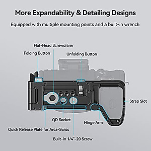 SmallRig Foldable L-Bracket for Sony Alpha 7R V/Alpha 7 IV/Alpha 7S III, Foldable Side Plate for Arca-Swiss, Supporting Quick Switch Between Horizontal and Vertical Shooting - 3984
