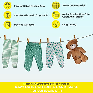 Spasilk 3 Pack Cotton Footed Pants for Baby Boy and Baby Girl — Baby Clothes Unisex — Newborn Baby Pants