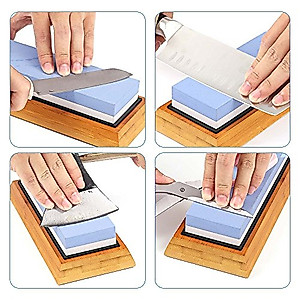 Angerstone Premium Knife Sharpening Stone–1000/6000 Grit Whetstone, Professional whetstone Sharpener stone with Slip-Resistant Silicone Base|Best wet stone|Nonslip Bamboo Base & Angle Guide