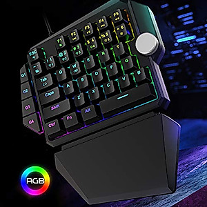 070 44 Keys One Handed Keyboard, RGB Backlight Mechanical Keyboard, Gaming Keyboard for PC, Computer Peripherals