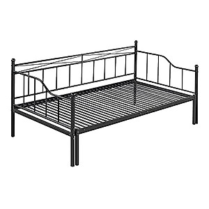 SOFTSEA Twin Size Metal Daybed with Trundle, Heavy Duty Daybed with Pop Up Trundle for Teens Adults Guests, Extendable Daybed Twin to King Size, No Box Spring Needed (Black)