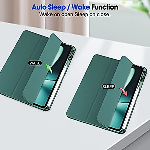 Smart Case with Pen Holder for OnePlus Pad (2023) 11.6 inch, Ratesell Transparent Hard Shell Back Trifold Smart Cover Protective Slim Case for OnePlus Pad/Oppo Pad 2 Blackish Green