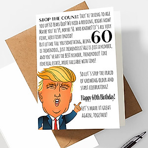 Funny 60th Birthday Card, 60 Birthday Card for Women Men, Birthday Card Decoration Gifts for Him or Her Turning 60 Years Old (5 x 7 Inch Birthday Card with Kraft Envelope)