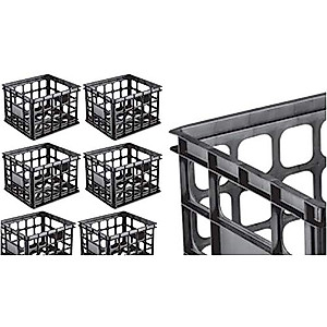 3233 - Plastic Black Storage Box Crate Containers Home (6 Pack) 16929006 – QQ16